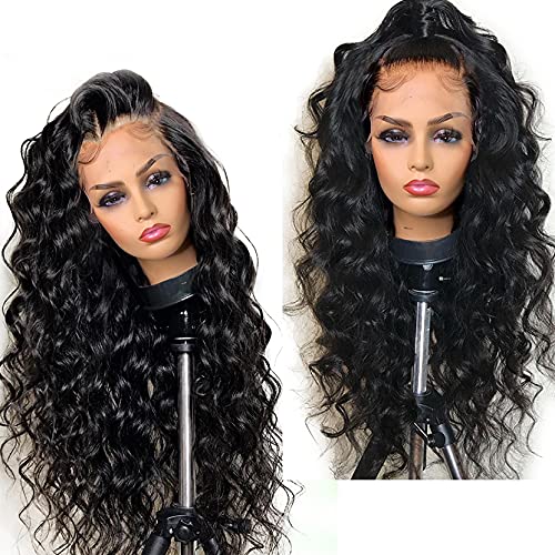 Loose Deep Wave Frontal Wig Human Hair Deep Parting 13x6 Lace Front Wig Glueless Remy Peruvian PrePlucked And Bleached Knots（22 Inch)
