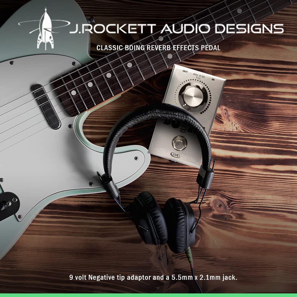 J. Rockett Audio Designs Boing Spring Reverb Effects Pedal Bundled with Guitar Picks, Cable, and Microfiber Cloth