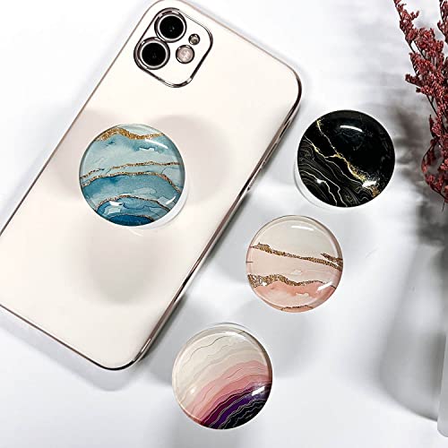 WUYULB Clear Crystal Glitter Expandible Collapsible Moblile Phone Grip Stand Holder for Smartphones and Tablets Cell Phone Accessory (Aqua Blue Rose Gold Wave)