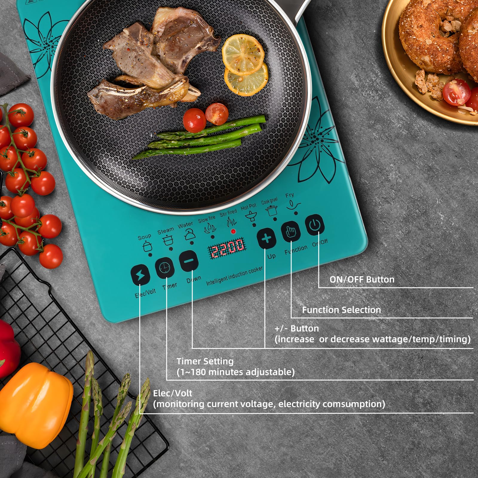 Induction Burner Hot Plates for Cooking Electric Cooktop Portable Induction Cooktop with 2200W Electric Stove Burners