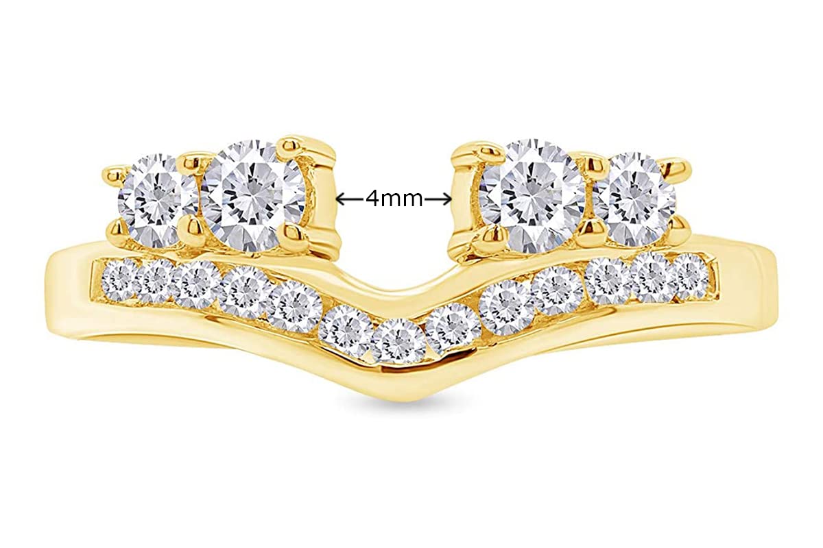 Jewel Zone US White Cubic Zirconia Anniversary Wrap Enhancer Ring in 14k Yellow Gold Over Sterling Silver