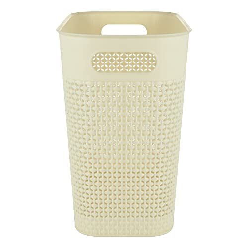 ZOFORTY 3 Pack Slim Plastic Trash Can Wastebasket, 3.5 Gallon Trashcan Garbage Bin with Handles, Rectangle Hollow Trash Bin Waste Basket for Office Bathroom Bedroom Home Kitchen Dorm - 10” High