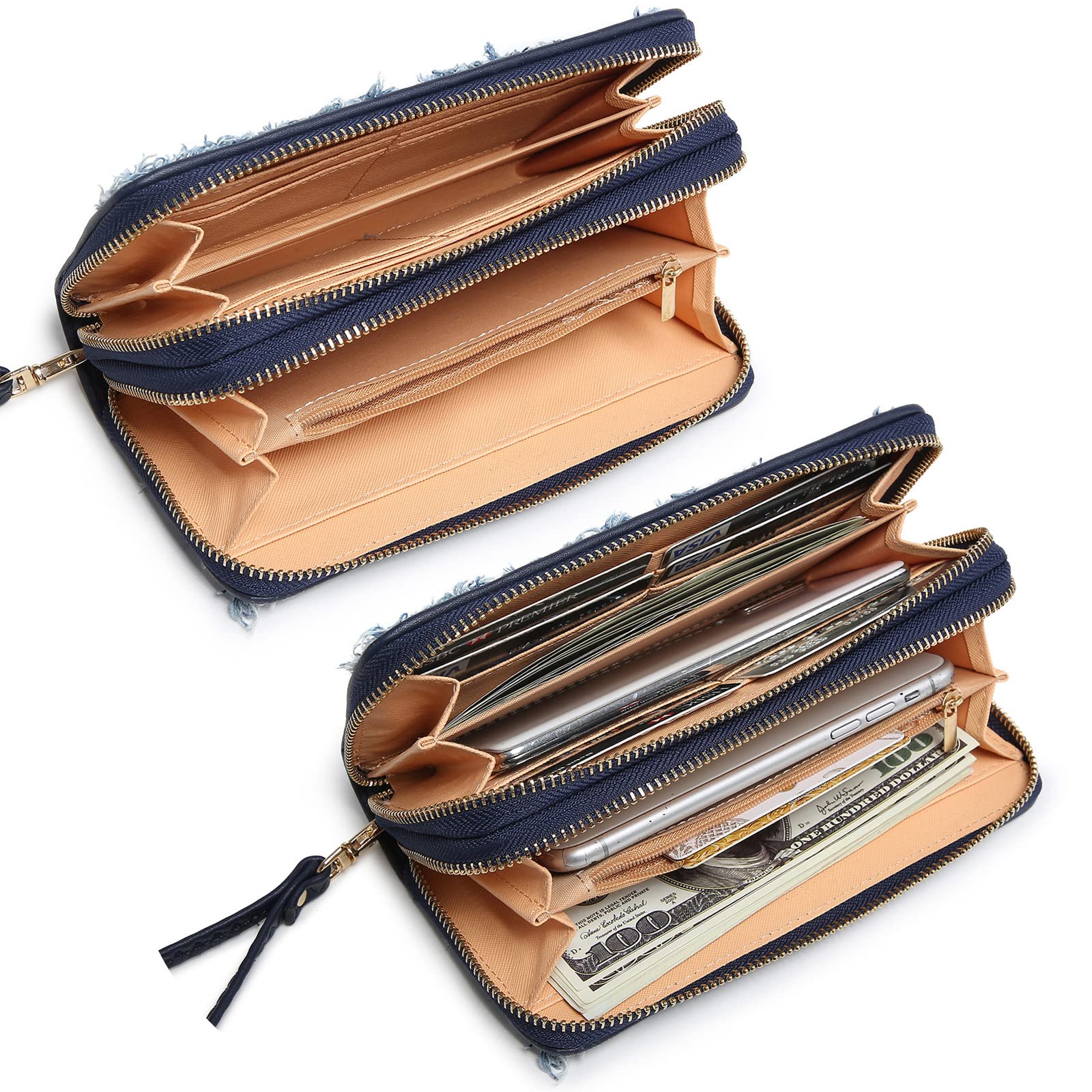 MKP Women Fashion Distressed Jean Purse Denim Wallet