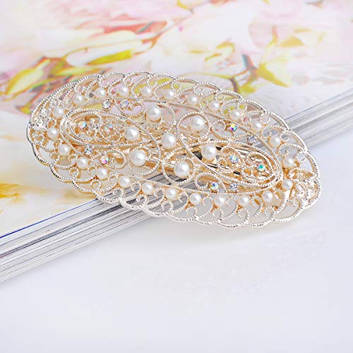 IPINK New Women Pearl Flower Hair Clip Barrette Hairpin
