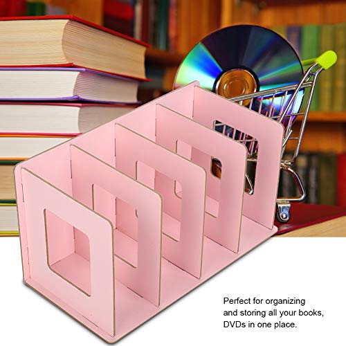 YOUTHINK DIY Desktop Bookshelves, Wooden Books DVD Placement Shelves Storage Shelves, Suitable for Students Children Adults (Light Pink)
