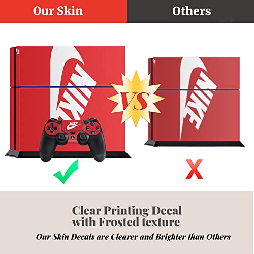 PS4 Skin Console and Controllers, Vinyl Skin for Playstation 4 Console and Controllers, PS4 Sticker Decal Cover for Whole Body - Red Shoebox
