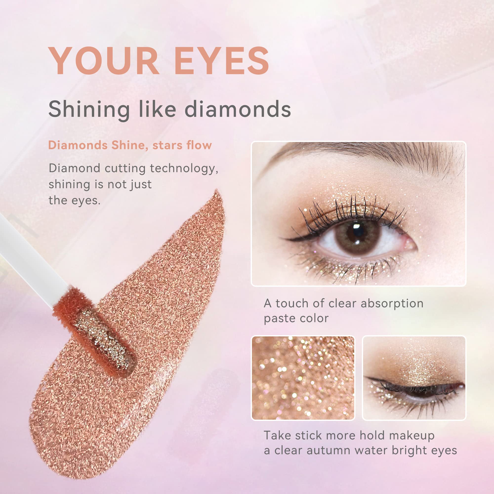 LIFUS Liquid Eyeshadow, Korean Eye Glitter Makeup - Long Lasting, Highly Pigmented, Quick-Drying, 1.0 Fl Oz, C1