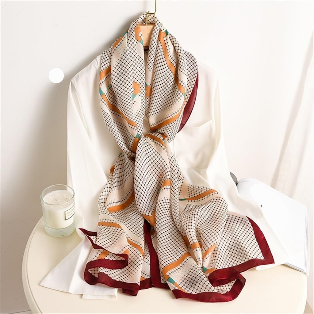 LEIGE Literary Silk Satin Scarf Women's Spring and Autumn Long Mulberry Silk Scarf Shawl (Color : A, Size : One Size)