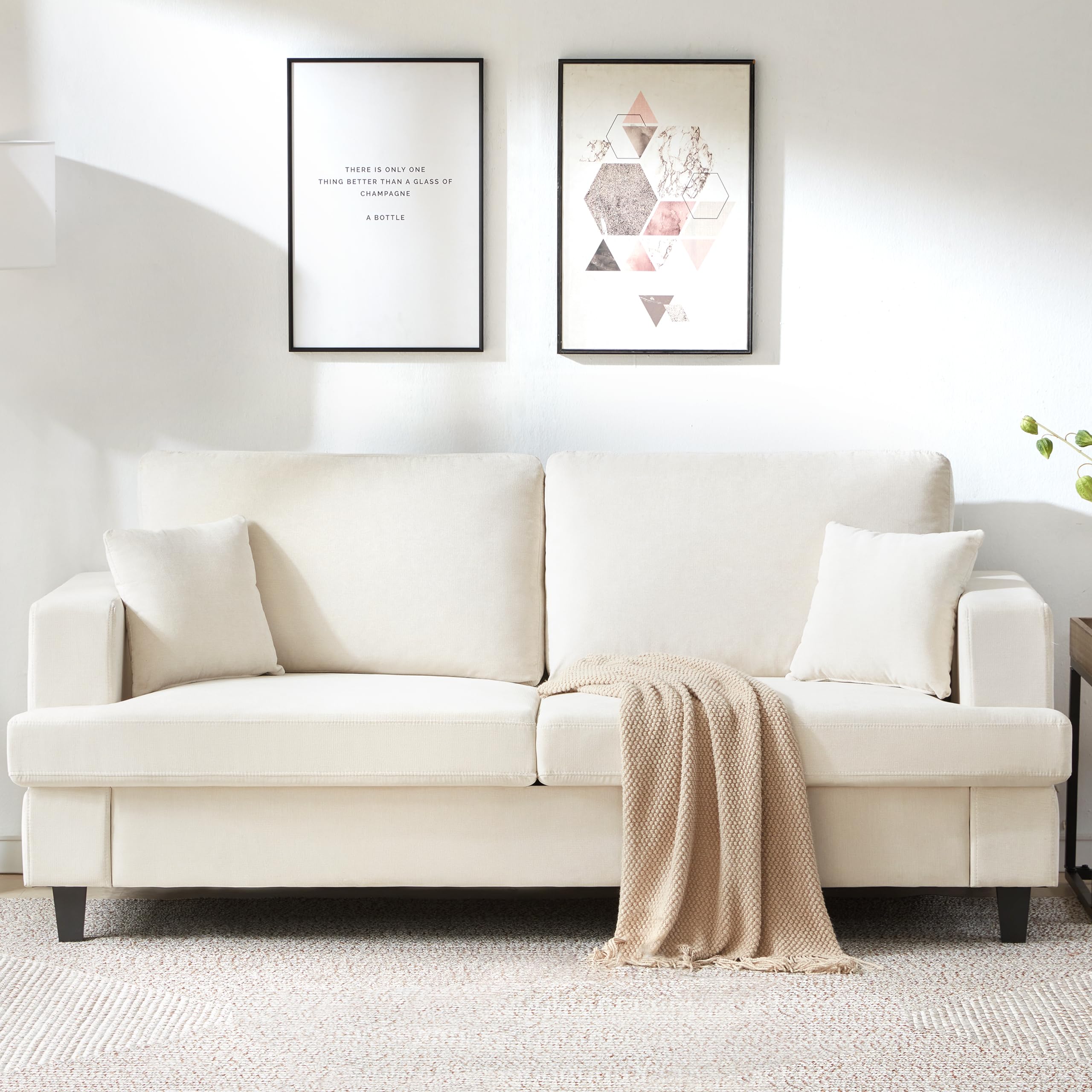 Weture 78β Couches for Living Room, Mid Century Modern Couch, 3 Seat Couches and Sofas with Extra Deep Seats Sofas for Living Room with Upholstered Pillows Comfy Sofa with Solid Wooden Frame, Beige