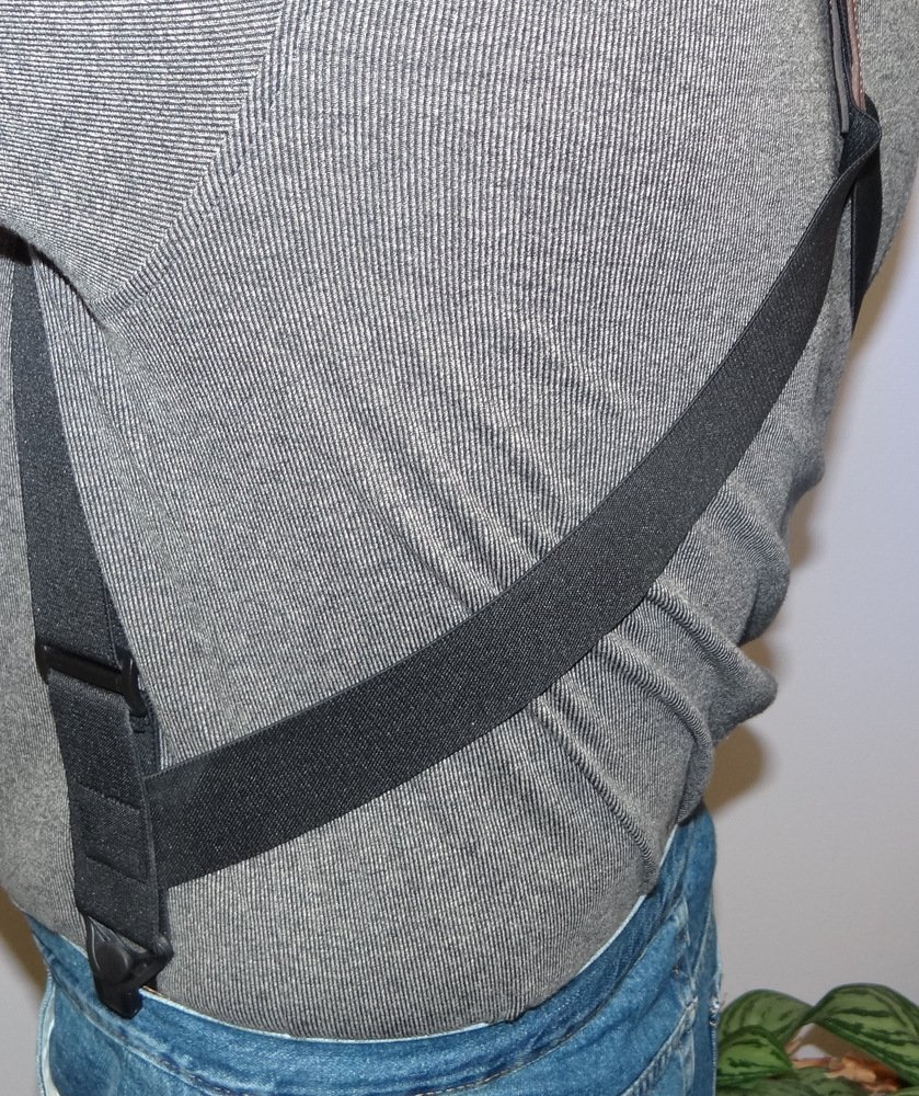 Hold-Up Hip-clip Style Suspenders for Men 1 1/2" Wide (Black/Plastic Clip)
