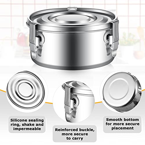 Zopeal 6 Pcs Stainless Steel Food Storage Containers with Lid Bento Lunch Boxes Reusable Metal Flat Canisters for Camping Trips Picnic Snacks Soups Salads Leftovers, 3 Sizes