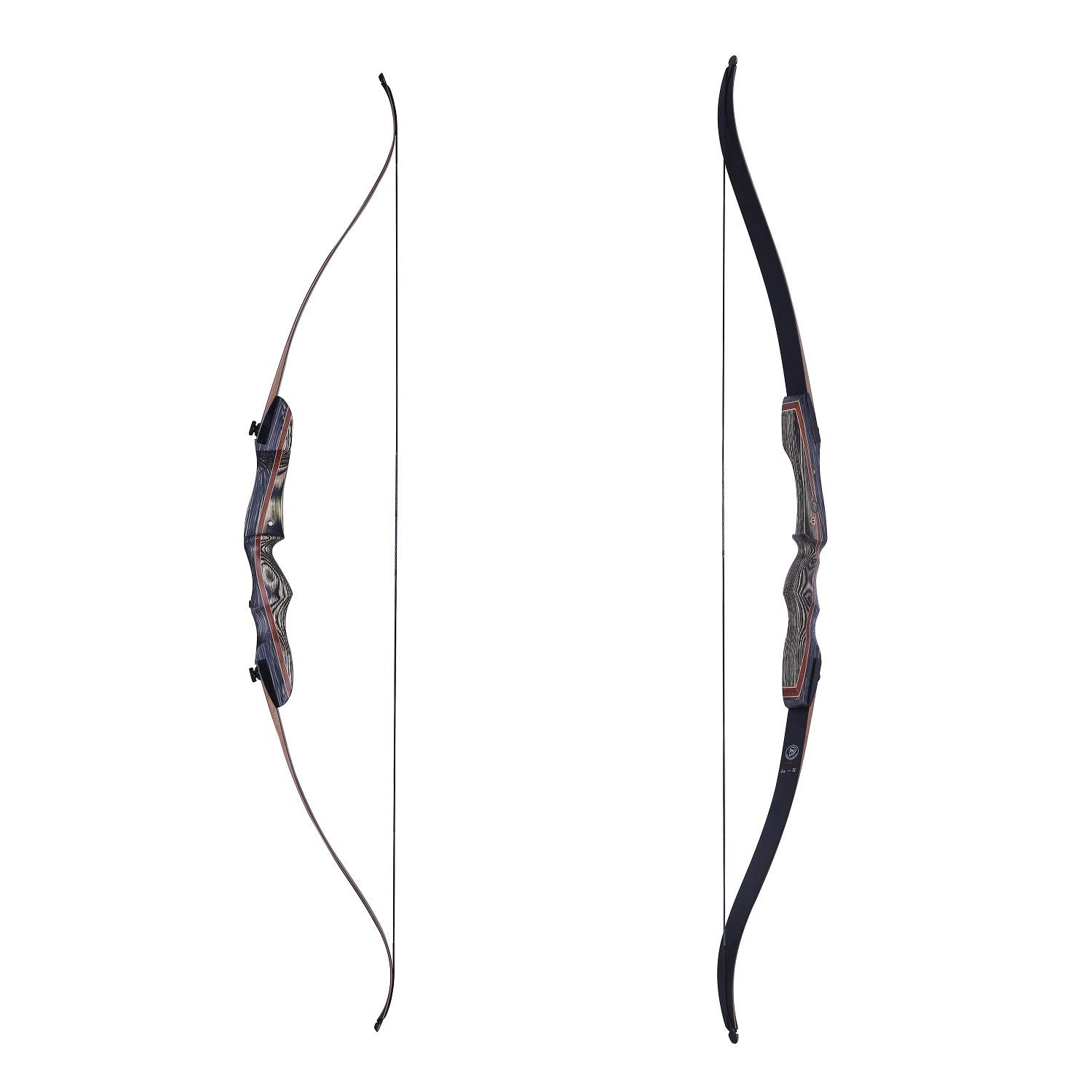 Keystone Traditional Archery Takedown Recurve Bow 62” Hunting Bow - Draw Weights in 20-60 lbs - Wooden Bow with Stringer Tool for Beginner to Intermediate User (40lb, Right Hand)