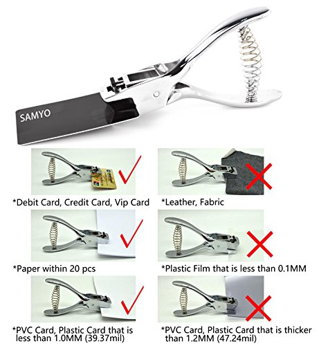 Samyo Hand Held ID Card Slot Hole Punch Metal Puncher Plier Punching Tool for ID Card Badge PVC Photo Tag