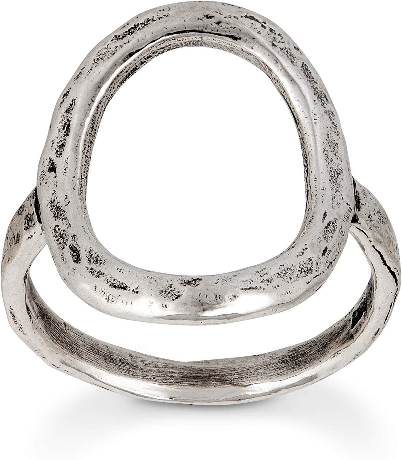 Joolala Karma Open Circle Round Minimalistic Ring in 925 Sterling Silver/Gold Plated - for Women (8, Silver)