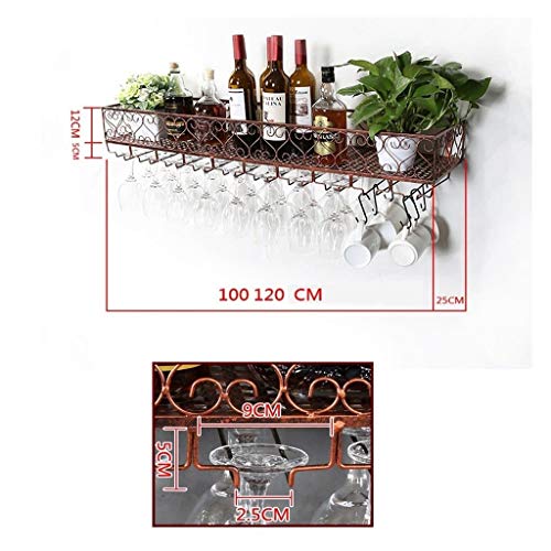 Wall-Mounted Wine Rack, Hanging Restaurant Iron Frame, European Wine Glass Rack, Hanging Goblet Rack, Creative Wine Glass Rack Floor (Color : Brown, Size : 30 * 25cm)