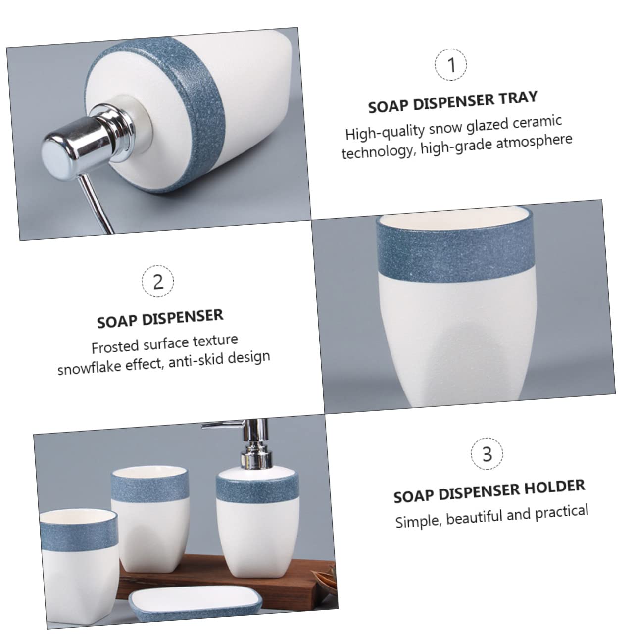 LABRIMP 1set Bathroom Four Piece Set Liquid Pump Bottle Soap Dispenser Bottle Drain Soap Dispenser Organizer Lotion Pump Dispenser Lotion Dispenser Pump Ceramics Lip Gloss Pearlescent