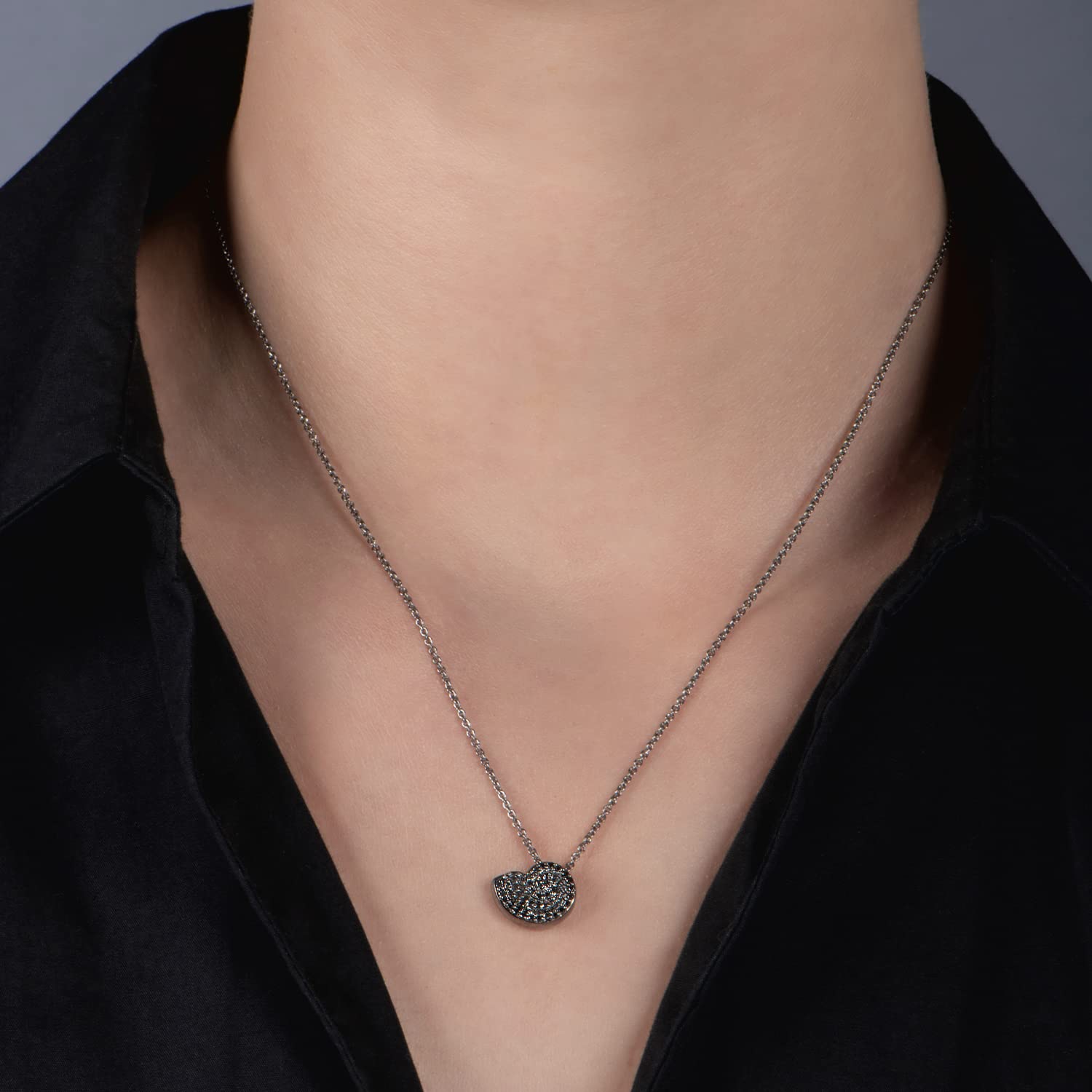 Jewelili Enchanted Disney Fine Jewelry Sterling Silver with Black Rhodium 1/6 CTTW Ursula Pendant
