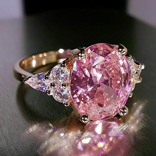 JOY Jewelry Women Pink Sapphire Claw Ring Rose Gold Wedding Engagement Band Ring Jewelry (8)