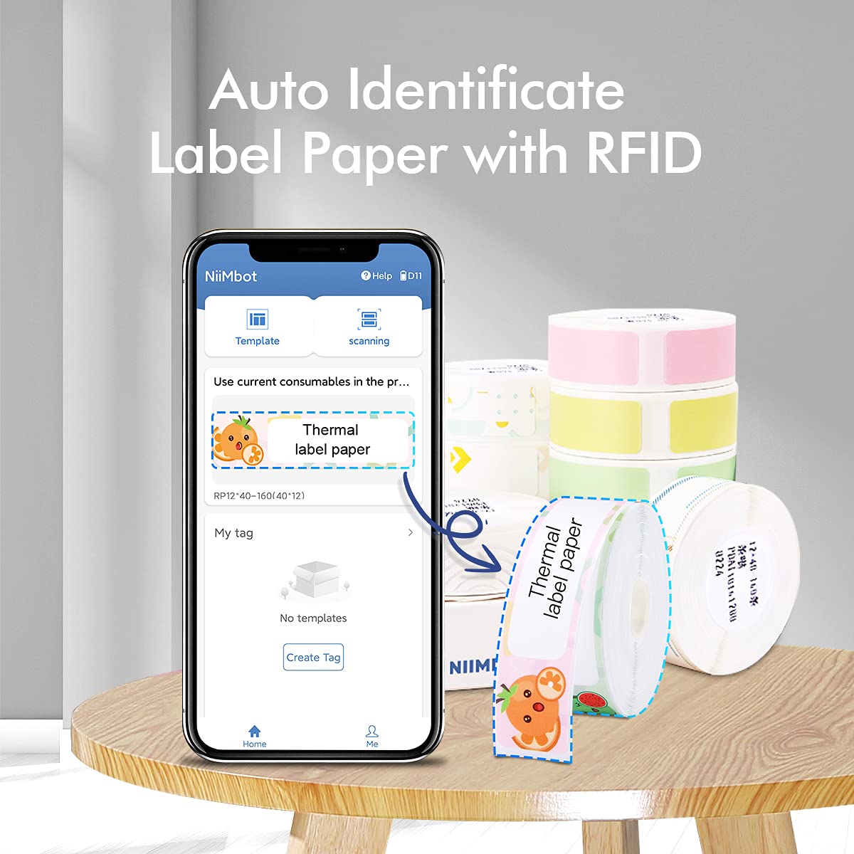 YuLinca Label Maker D11 with Tape, Wireless Bluetooth Portable Sticker Labels Printer 10-15mm Label Width Compatible with iOS & Android for Home & Office (Black)