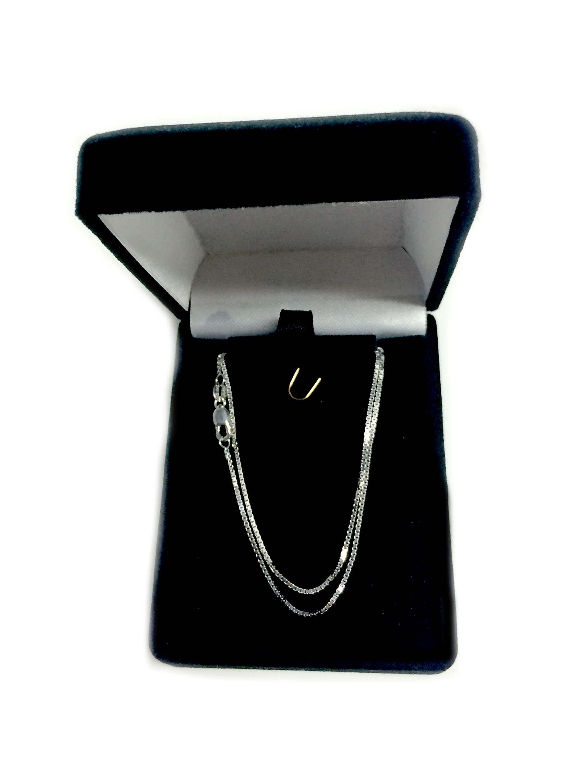 Jewelry Affairs 10k White Real Solid Gold Mirror Box Chain Necklace, 1.0mm, 18"