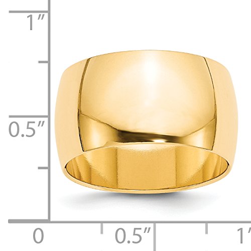 Jewelry Stores Network Solid 14k Yellow Gold 12 mm Classic Rounded Wedding Band Ring Size 7