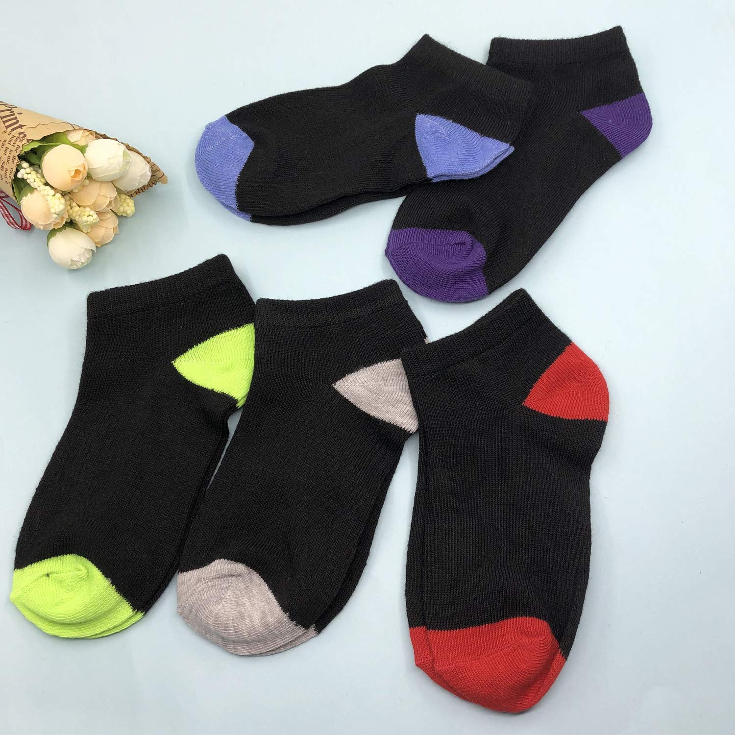 JAMEGIO 20 Pairs kids Low Cut Athletic Ankle Socks Little Boys Girls Ankle Cotton Socks Half Cushion Low Cut Socks(6-8 Years)
