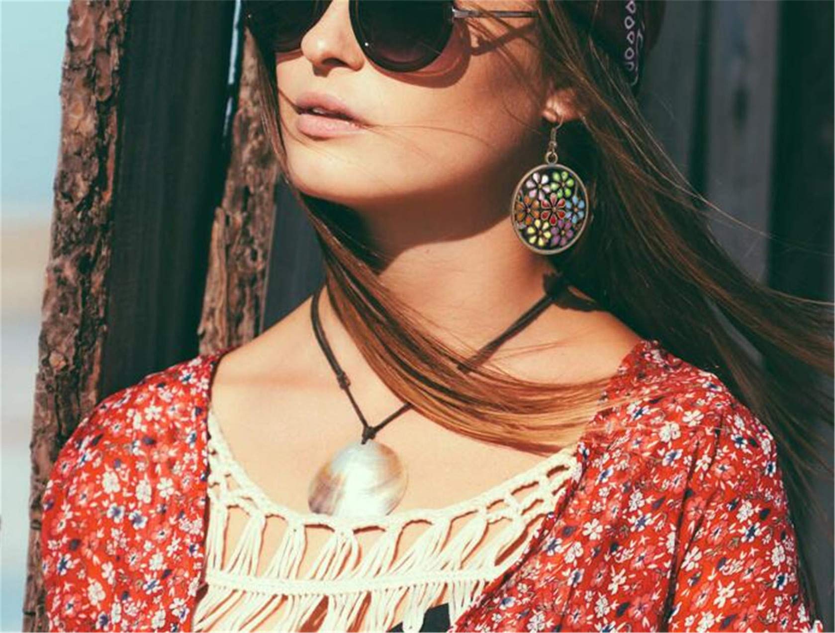 LAIMALA 7 Pairs Bohemian Vintage Dangle Earrings Retro Rhinestone Dangle Drop Earrings for Women