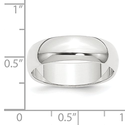 Jewelry Stores Network Solid Platinum 8 mm Comfort Fit Rounded Wedding Band Ring Size 6.5