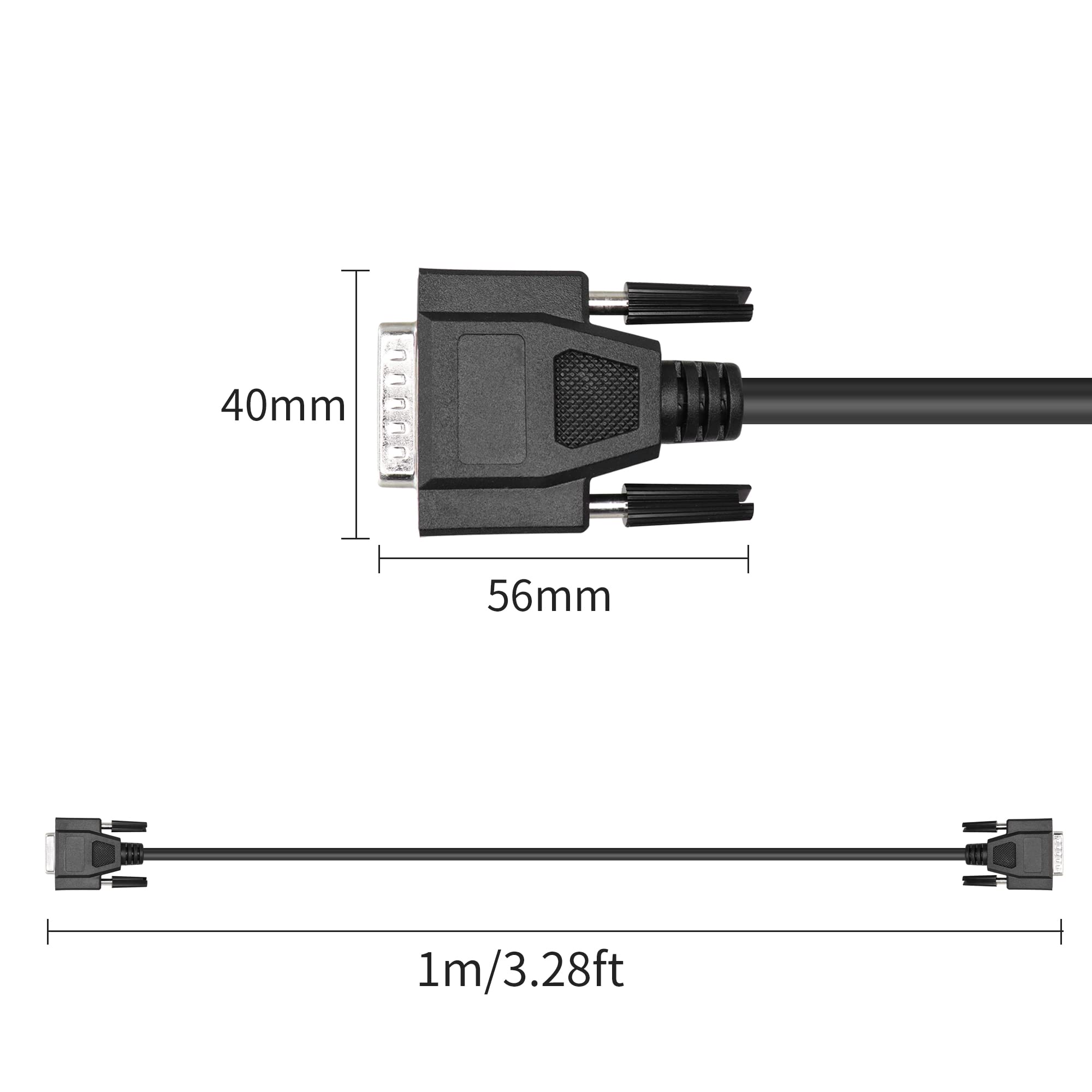 RIIEYOCA DB15 Male to Female Serial Cable, Male to Female 15 Pin Gold Plated Connecter Straight Through Cord, for Data Communication 1M(Black)
