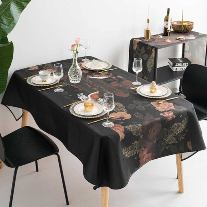 MLQL Home Decor Natural Floral Pattern Table Cover Christmas New Year Tablecloth Wedding Decor Home Fireplace Countertop A10 140x210cm