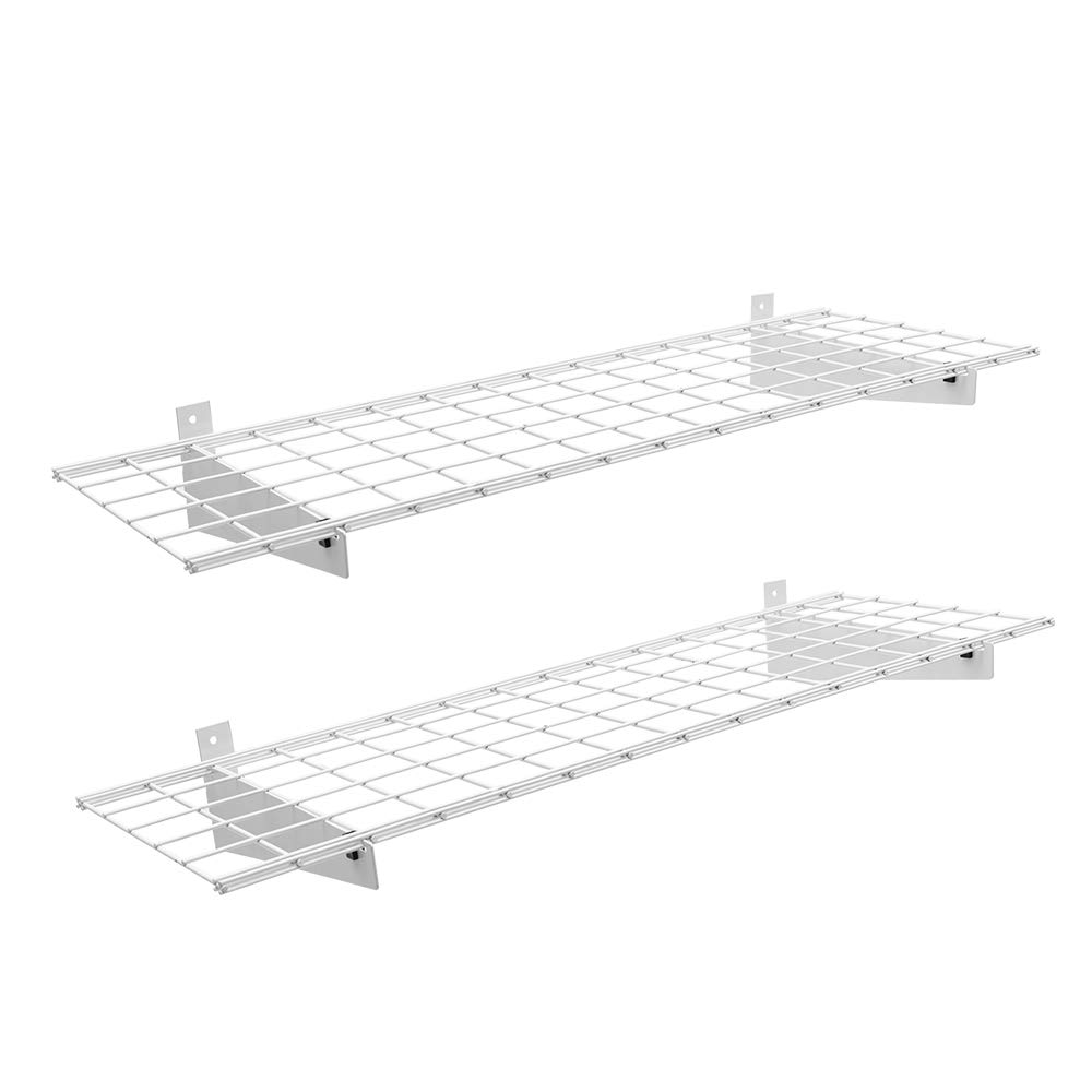 Ultrawall Garage Wall Shelving, 2-pack 2x4ft Heavy Duty Wall Mount Shelving Unit, 45-inch-by-15-inch Floating Shelves Max Load 400lb, White