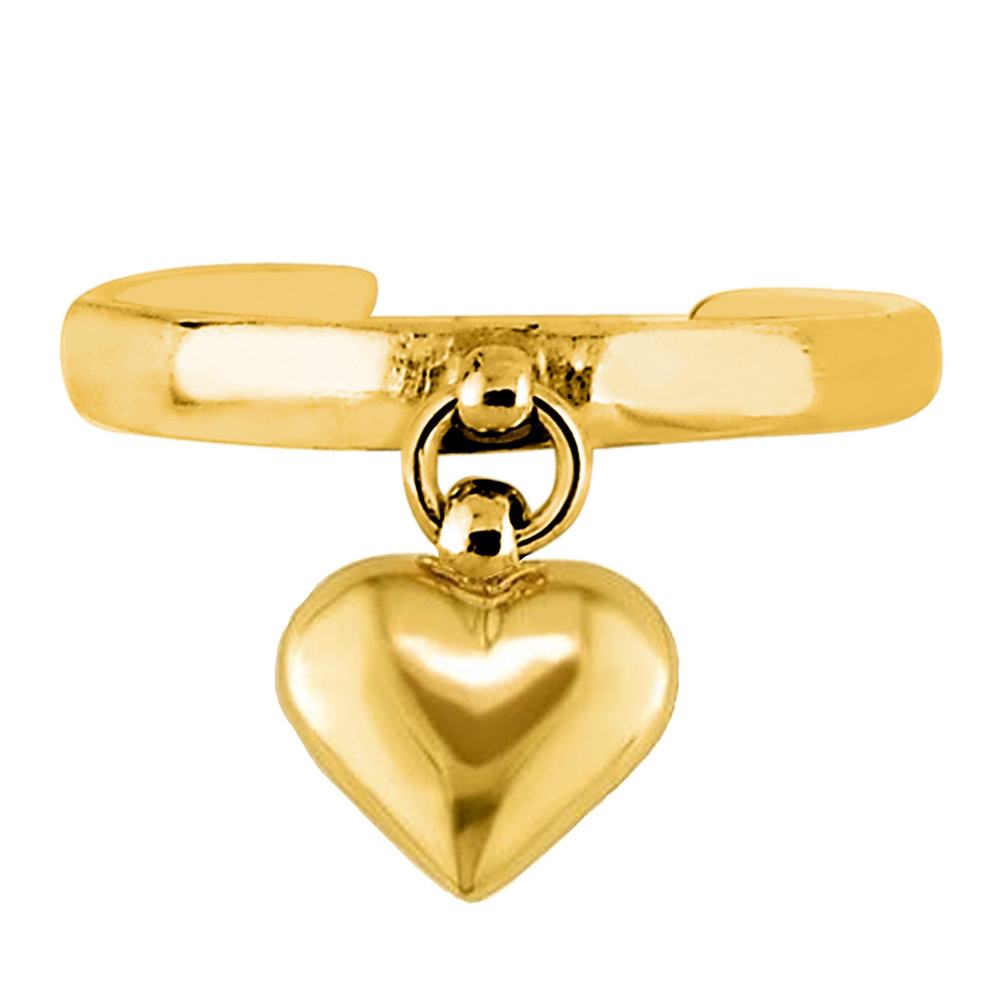 Jewelry Affairs 14K Yellow Gold Dangle Heart Cuff Style Adjustable Toe Ring