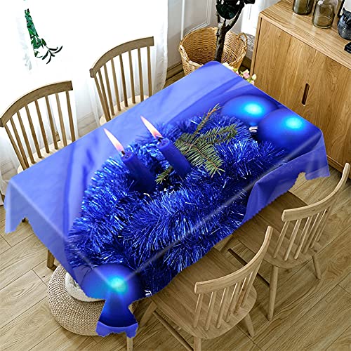MLQL Rectangular Christmas Tablecloth Blue Christmas Night Pattern Thickened New Year Table Cover Home Decoration A8 140x210cm