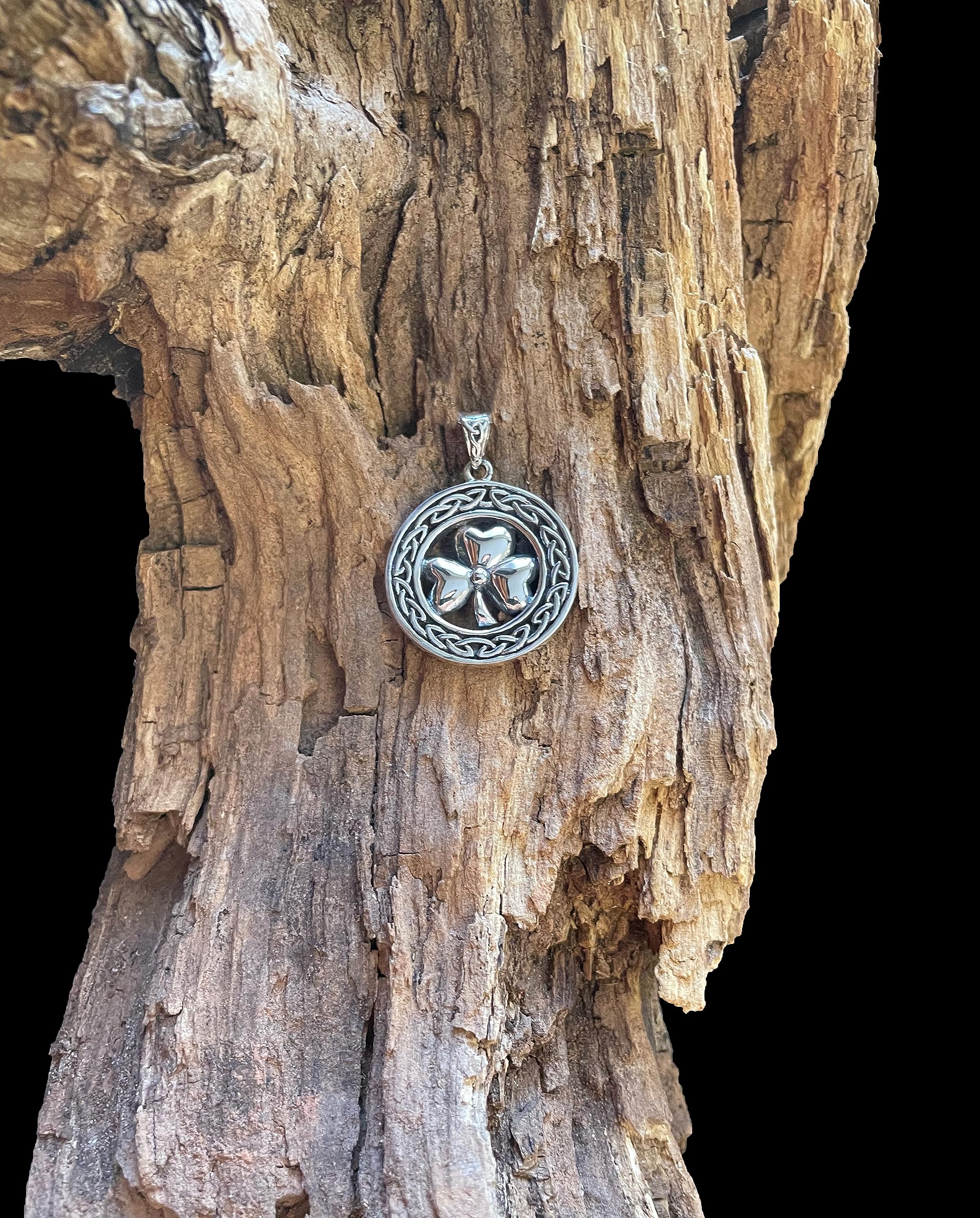 Jewelry Trends Celtic Good Luck Clover Shamrock Sterling Silver Pendant