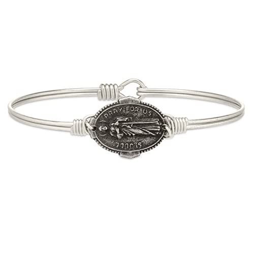 Luca + Danni Saint Jude Bangle Bracelet For Women - Silver Tone Size Regular Made in USA