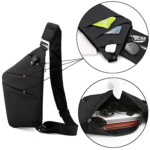 Tealots Small Sling Bag Crossbody Personal Pocket Bag Anti-Thief Chest Bags Shoulder Backpack for Travel Hiking Daypacks (A-black right hand)