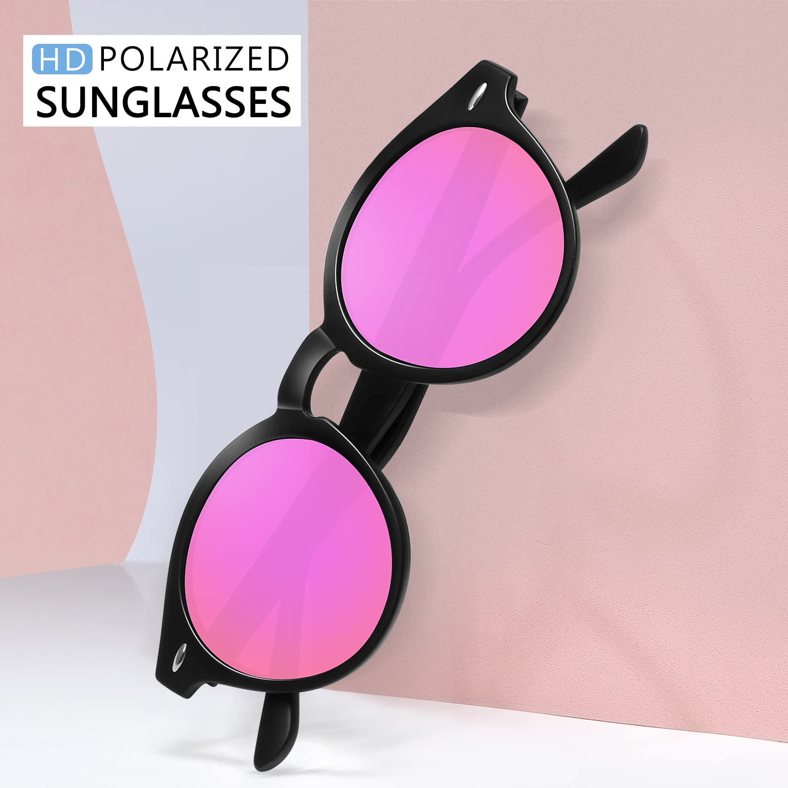MEETSUN Classic Round Polarized Sunglasses for Women Retro Vintage Designer Style Trendy Sun Glasses UV400 Lens (Light Brown)