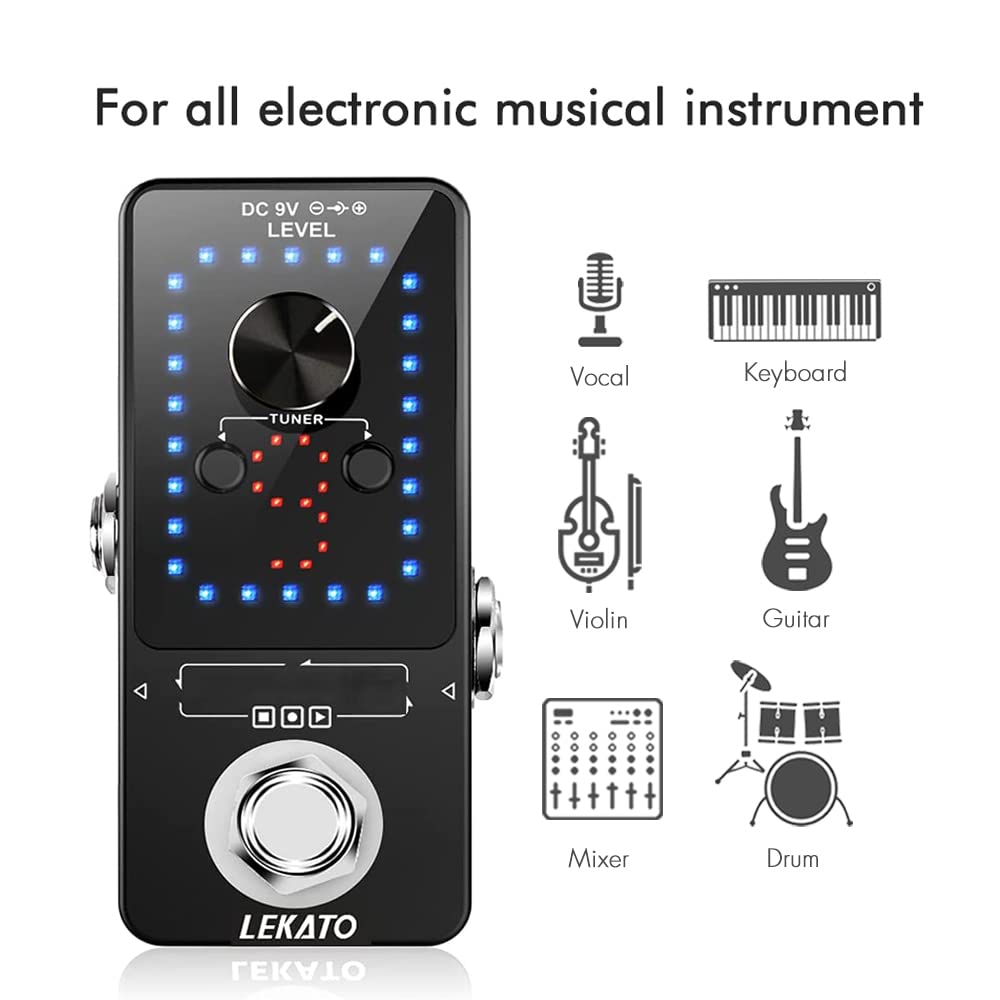 LEKATO Guitar Effect Pedal Guitar Looper Pedal Tuner Function Looper Loops 9 Loops 40 minutes Record Time with 1/4 Inch Professional Guitar Cable(10 ft) for Electric Guitar,Bass,Amp,Keyboard,Mixer