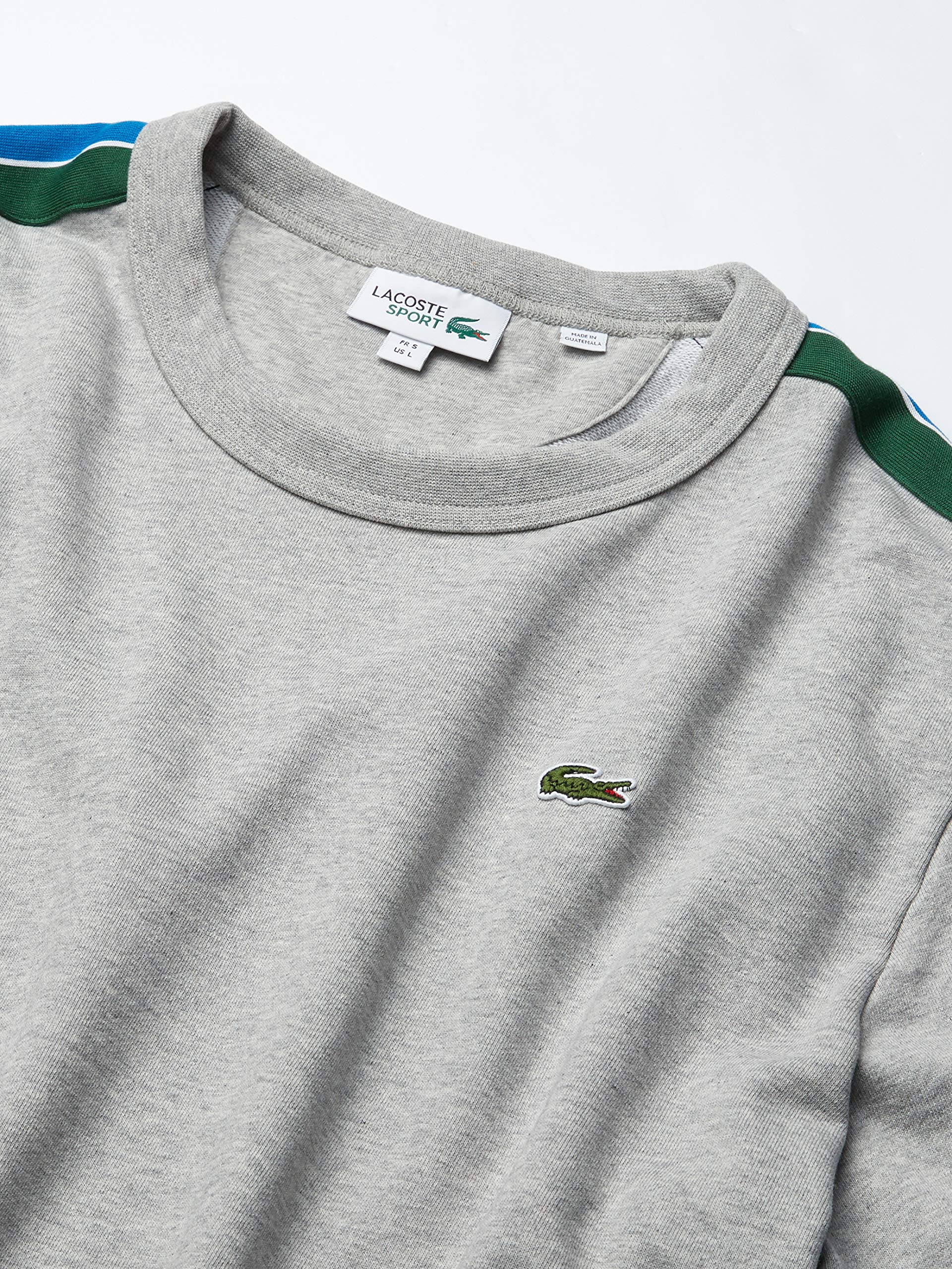 Lacoste Mens Long Sleeve Semi Fancy Crewneck Sweatshirt Silver Chine/Navy Bluefl MD One Size