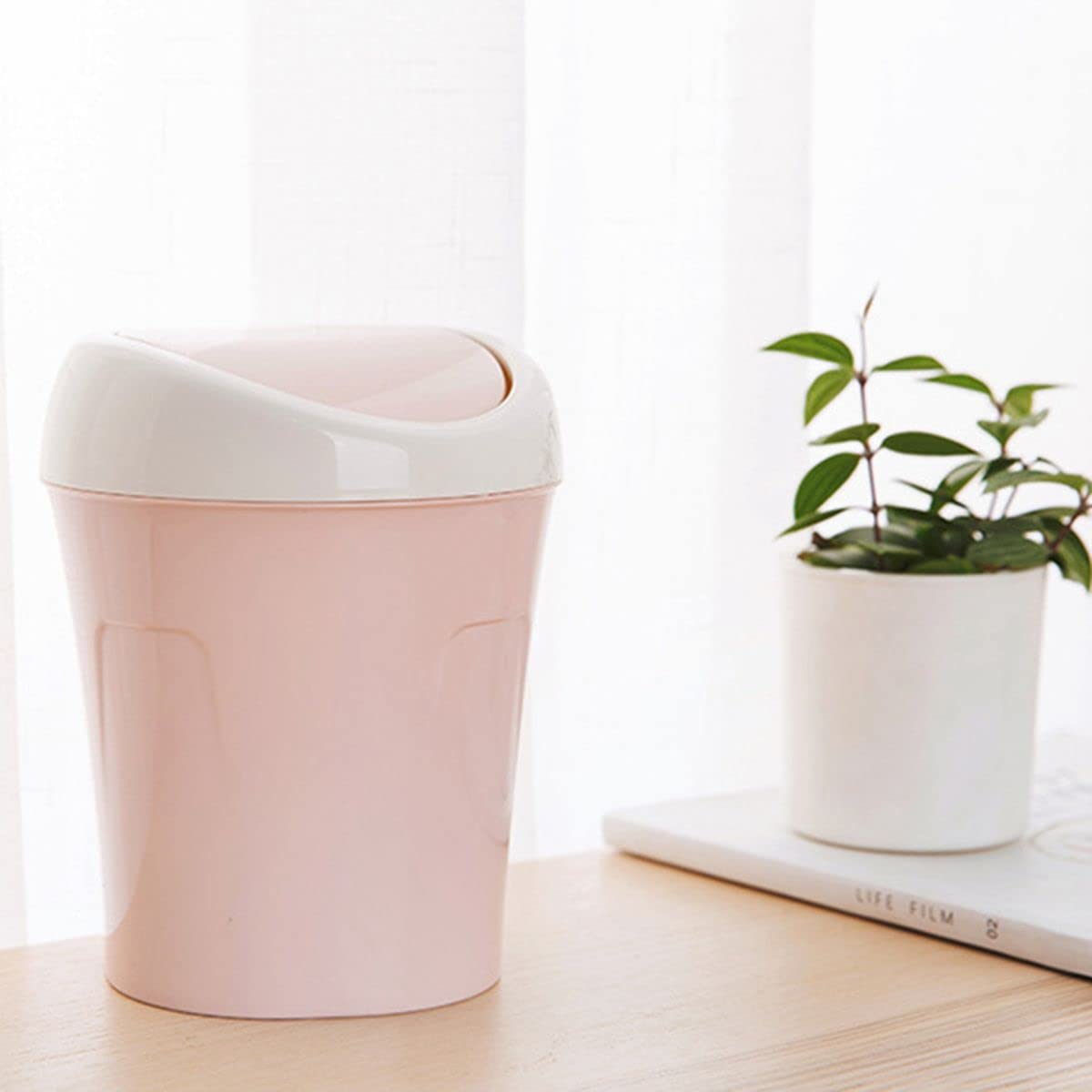 YITAQI Trash Can Living Room Home Mini Bedside Desktop Plastic Garbage Bin Waste Basket Storage Organizer(Green)