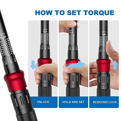 SUERCUP 3/8-Inch Drive Click Torque Wrench - 5-45 Ft-Lb/6.8-61Nm, ±3% High Accuracy Torque Wrench,Dual-Direction Adjustable 72 tooth Click Torque Wrench for Bike, Motorcycle and Car Repair
