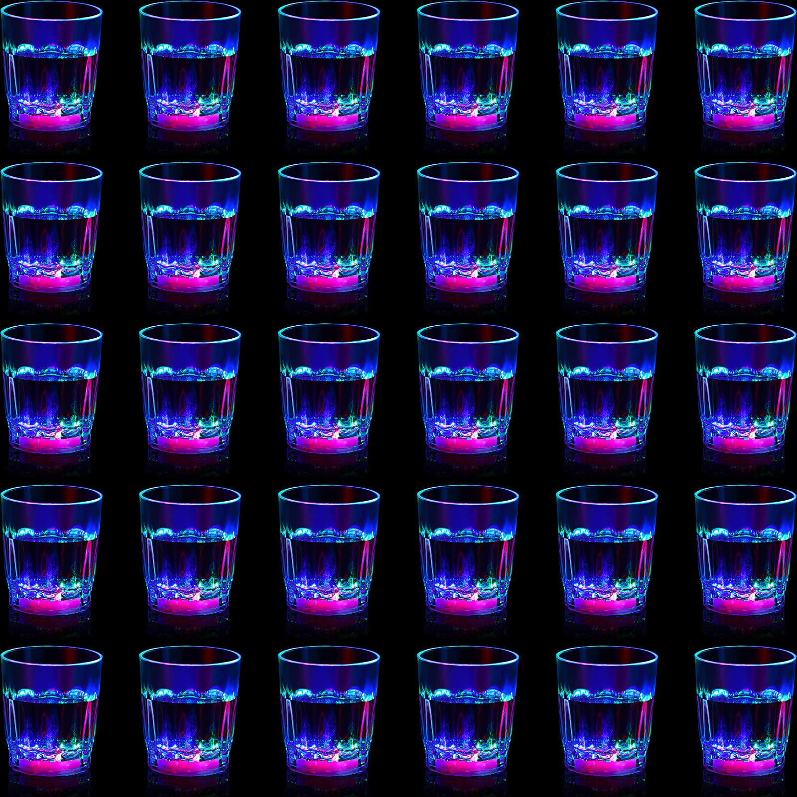 Light Up Cups LED Flash Light Up Drinking Glasses Bar Night Club Party Drink Tumblers Multicolor LED Tumblers for Christmas Birthdays Weddings Sporting Events Festivals Indoor Bars (30 Pieces)