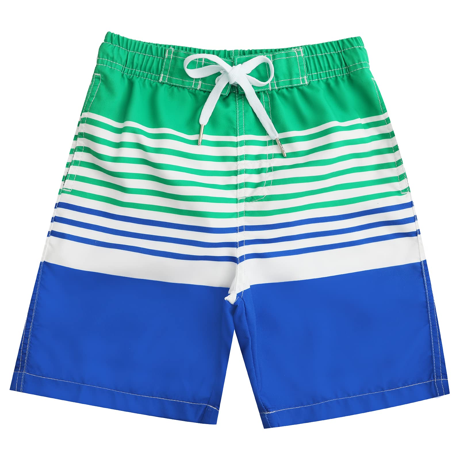 Kute 'n' Koo Boys Swim Trunks, UPF 50+ Quick Dry Striped Boys Swim Shorts, Boys Bathing Suit (14/16, T2)