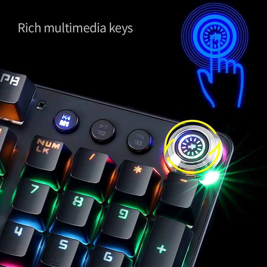 unband 104 Key Mechanical Keyboard RGB Backlight USB Wired Game Keyboard Ergonomic Gaming Keyboard Suitable for PC Gamers