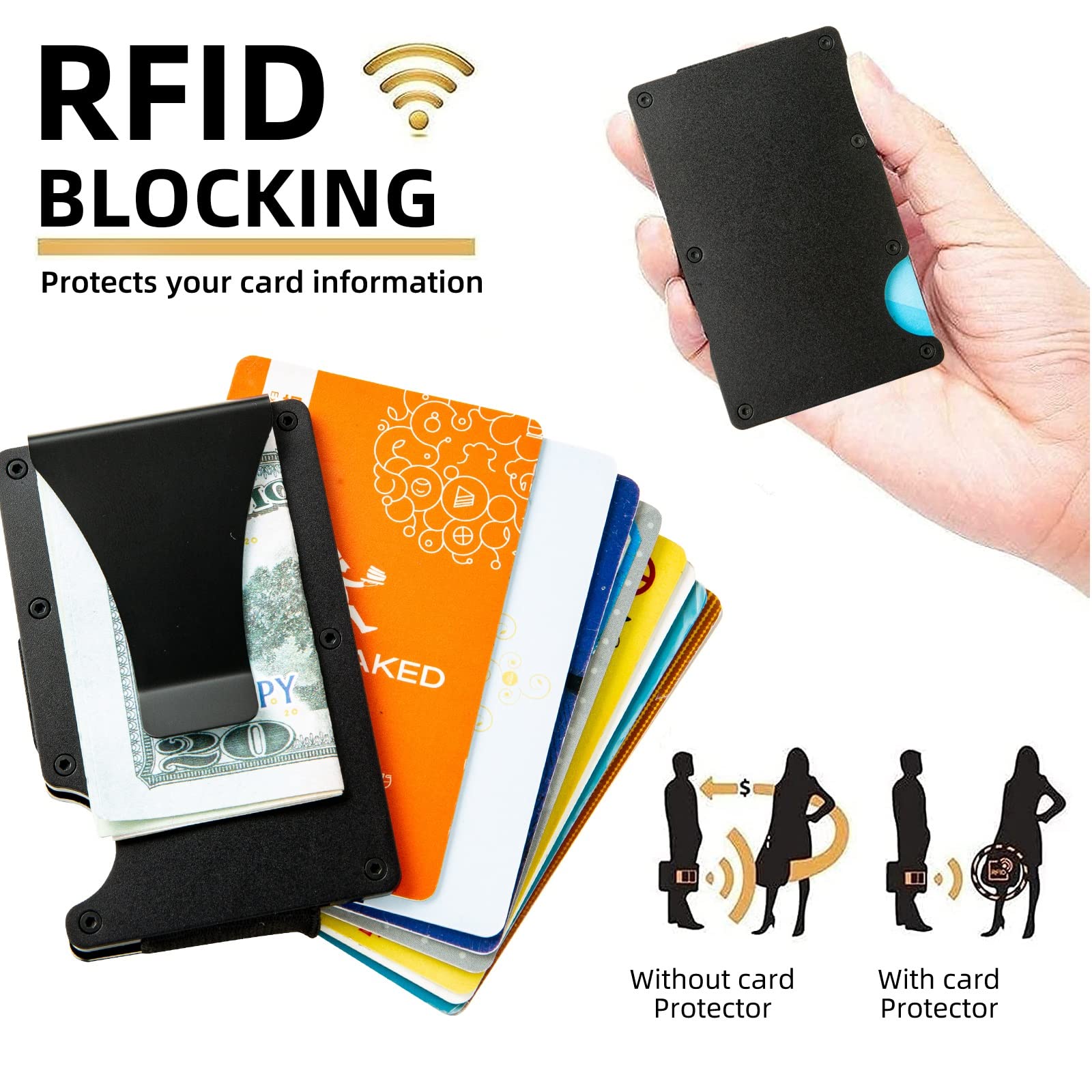 neovoc Minimalist Wallets For Men - Metal wallet - card holder wallet - RFID Blocking Front Pocket Credit Card Holder- Small Mens Wallets