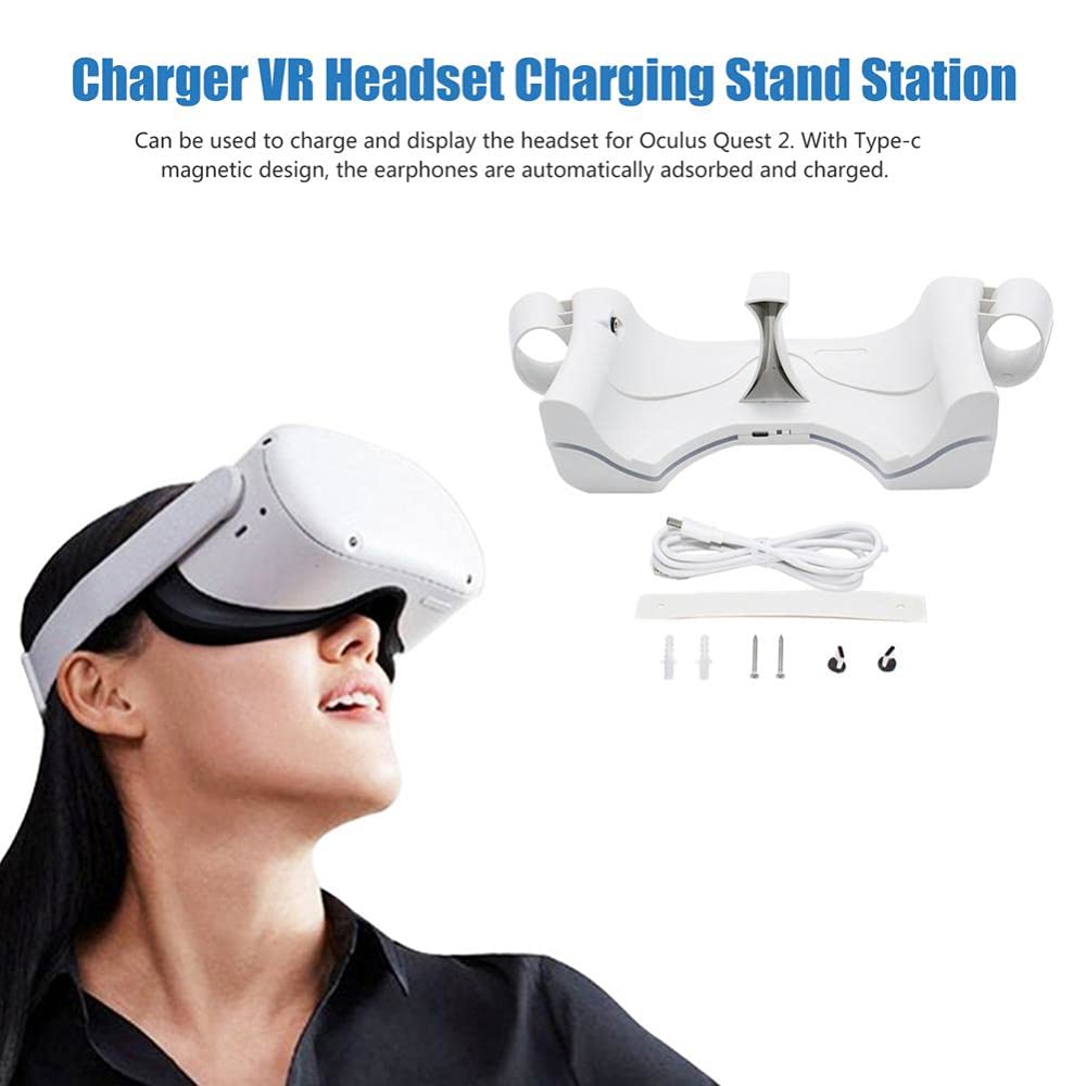 LOOCOO Charging Batteries for Oculus Quest 2 VR Headset Charger This 2-Type c Storage Base with VR high-Speed Charging Handle