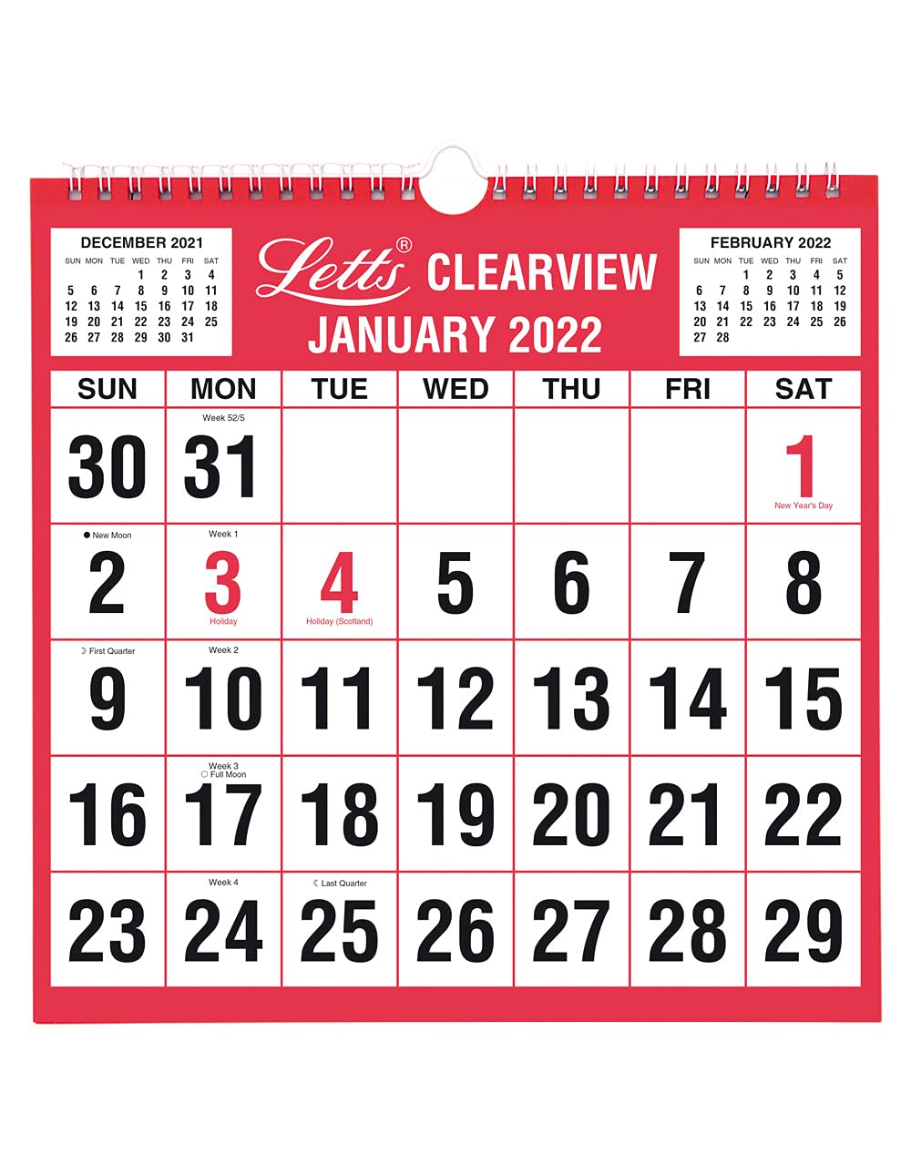 Letts Clearview month to view calendar 2022