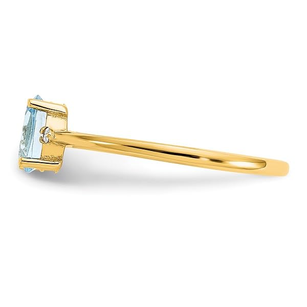 IceCarats 14K Yellow Gold Diamond Blue Aquamarine Ring March Birthstone Jewelry Size 6
