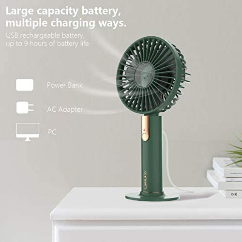 LaHuko Mini Handheld Fan, USB Desk Fan, Small Personal Portable Table Fan with USB Rechargeable Battery Operated Cooling Folding Electric Fan for Travel Office Room Household(Green)