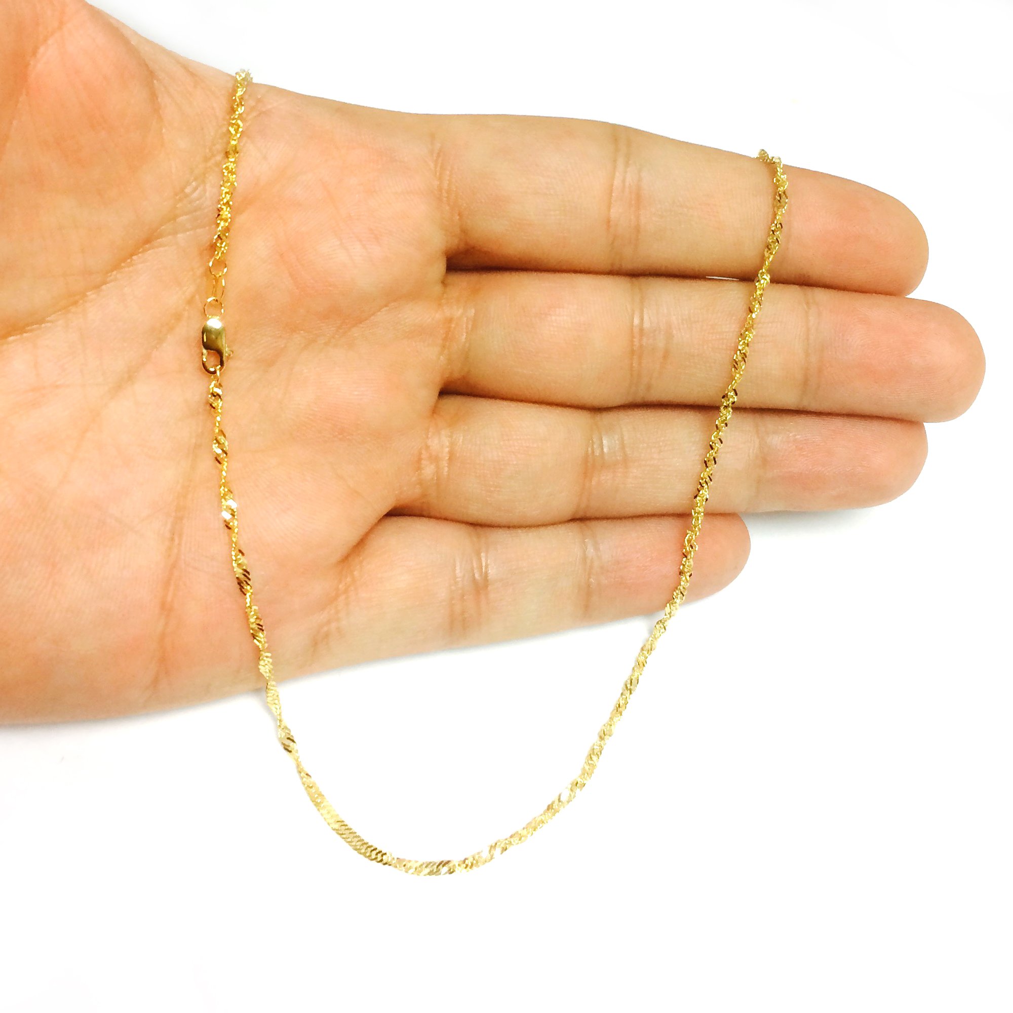 Jewelry Affairs 10k Yellow Real Gold Singapore Chain Necklace, 1.7mm, 18"